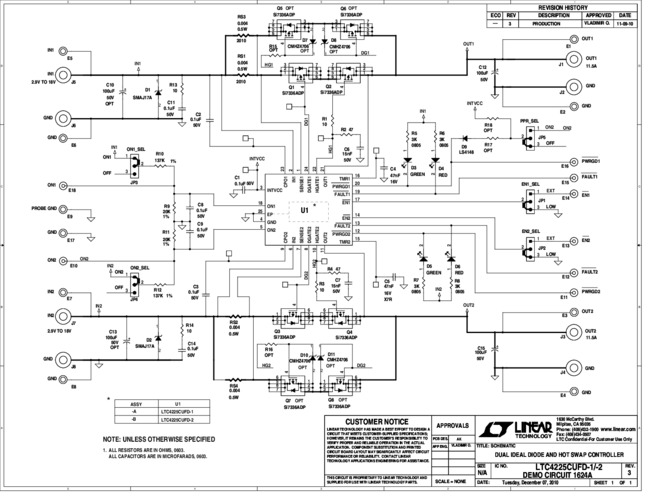 DC1624A-B - LTC4225-2 Dual Ideal Diode & Dual Hot Swap Controller with Auto-Retry after Fault ...