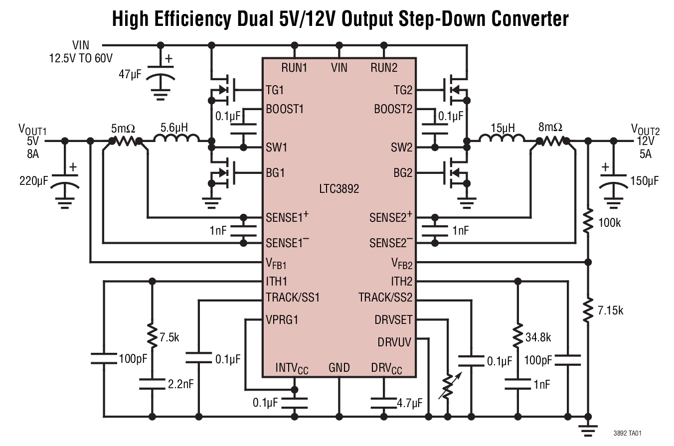 LTC3892 - 60V Low IQ, Dual, 2-Phase Synchronous Step-Down DC/DC Controller _ BDTIC a Leading ...