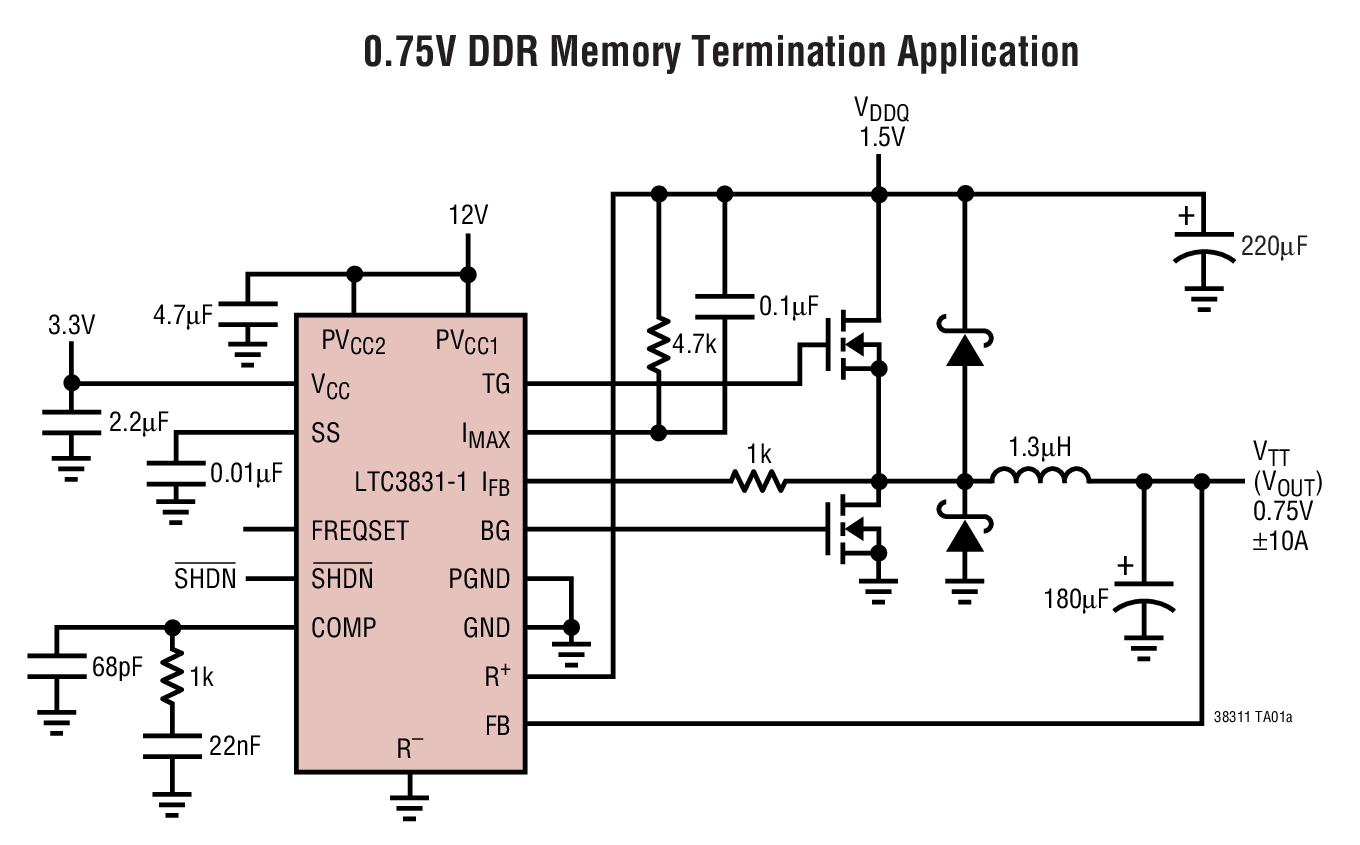 LTC3831-1 - High Power Synchronous Switching Regulator Controller for DDR Memory Termination ...