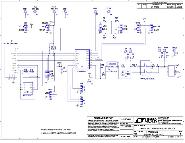 DC1941C - LTC6820 isoSPI Demoboard (DC590B required) _ BDTIC a Leading ...