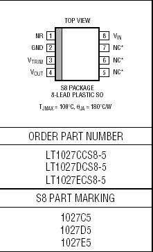 LT1027DCS8-5 Precision 5 Volt Reference _BDTIC代理LT1027DCS8-5